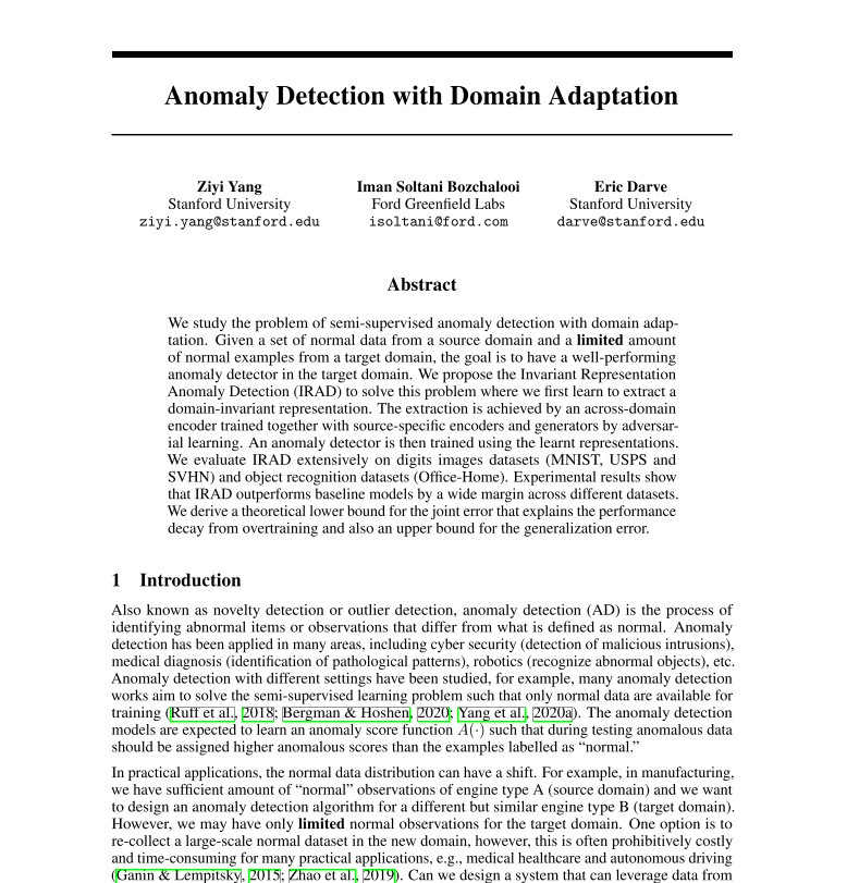 Anomaly Detection with Domain Adaptation | Nakatsuka Shunsuke